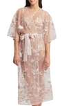 Rya Collection Stunning Floral Embroidered Sheer Robe In Sepia Rose ...