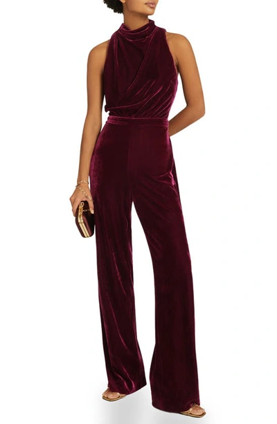 Reiss Joan Open Back Velvet Jumpsuit In Berry | ModeSens
