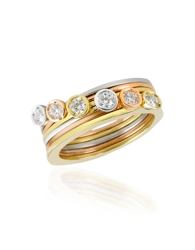 Torrini Rings Bezel-set Diamond Three-tone 18k Gold Stackable Ring ...