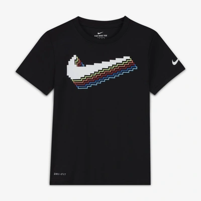 Nike Kids' Little Boys Dri-fit Pixel Swoosh Logo T-shirt In Black ...