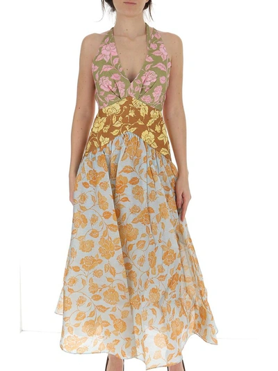 Zimmermann The Lovestruck Floral Print Linen Halterneck Midi Dress In