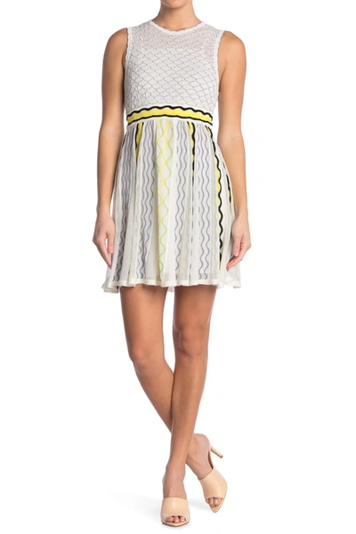 M Missoni Texture Crew Neck Fit & Flare Dress In Bianco | ModeSens