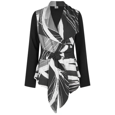 Crea Concept Monochrome Draped Belted Jacket In Black And White | ModeSens