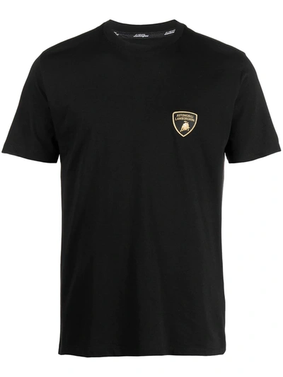 Lamborghini Crest Logo Print T-shirt In Black | ModeSens