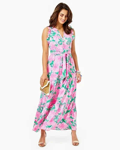 Lilly Pulitzer Destini Maxi Dress In Pink Blossom Try Your Zest | ModeSens