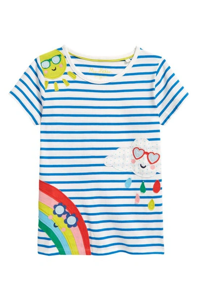 Mini Boden Kids' Stripe Appliqué T-shirt In Ivory/ Moroccan Blue Weather | ModeSens