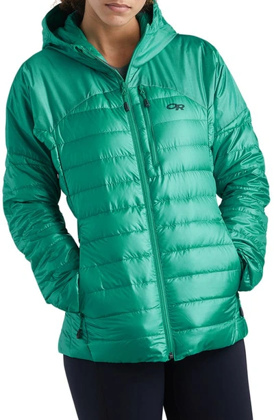 Outdoor Research Helium 800 Fill Power Down Hooded Jacket In Jade ...