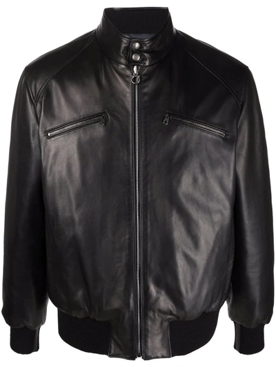 Ferragamo Reversible Leather Padded Jacket In Black | ModeSens