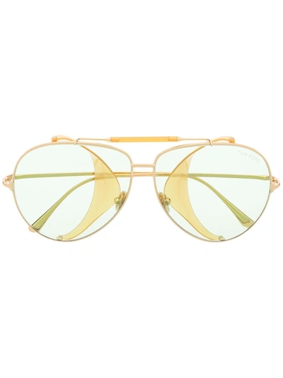 Tom Ford Pilot Frame Sunglasses In Gold | ModeSens