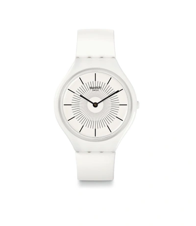 Swatch Skinpure White Silicone Rubber Watch Svow100 In Black / White ...