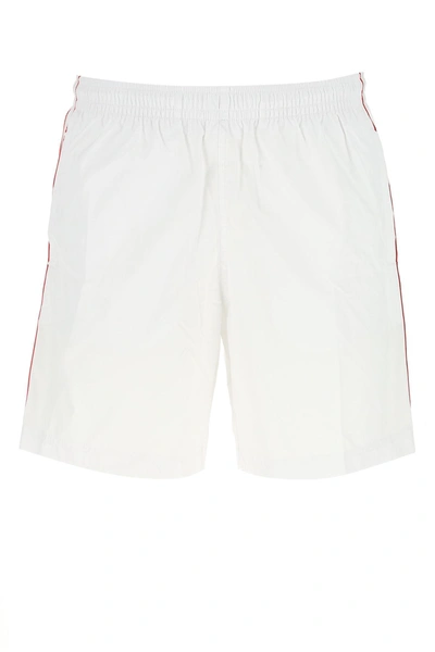Alexander Mcqueen Mens Selvedge Logo Swim Shorts In White Modesens