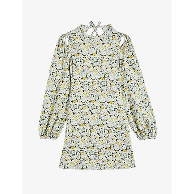 Ted Baker Womens Ivory Kyyle Floral-print Woven-blend Mini Dress 10 ...