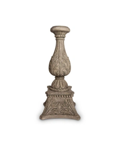 The Gg Collection 36-inch Tall Cast Stone Grey Embossed Candlestick ...