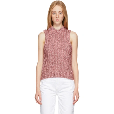 Ganni Crystal-embellished Metallic Ribbed-knit Tank In Pink Nectar ...