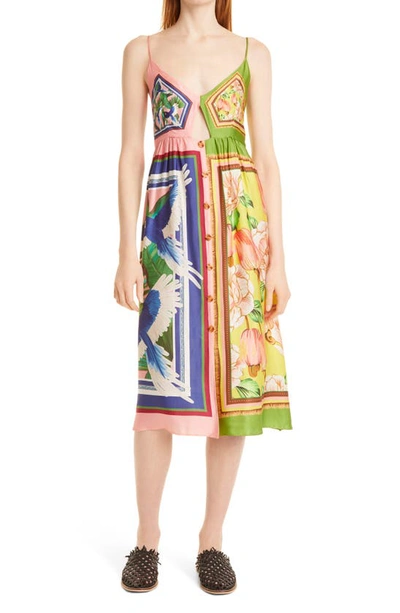 Farm Rio Romantic Scarf Cut-out Midi Dress In Multi | ModeSens