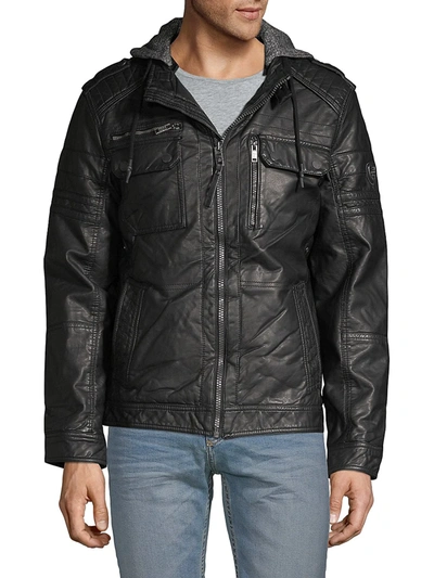 Projek Raw Men's Faux Leather Jacket In Charcoal | ModeSens