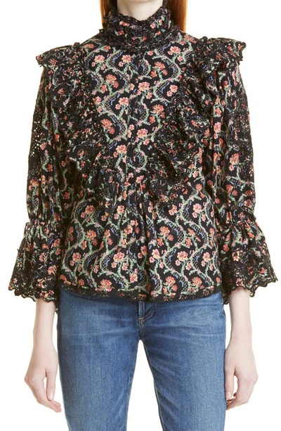 Bytimo Dark Wallpaper Floral Ruffle Blouse In Multi | ModeSens