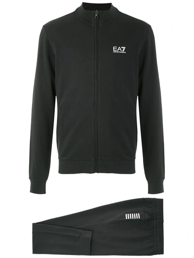 Ea7 Logo-print Cotton Tracksuit Set In Schwarz | ModeSens