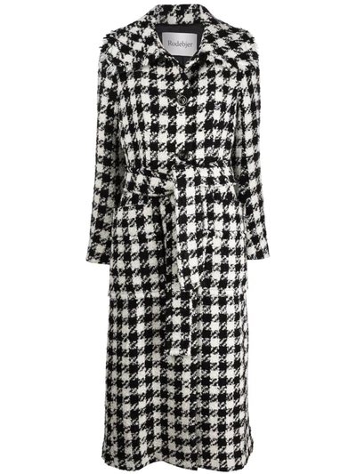Rodebjer Houndstooth Single-breasted Belted Coat In Multicolor | ModeSens