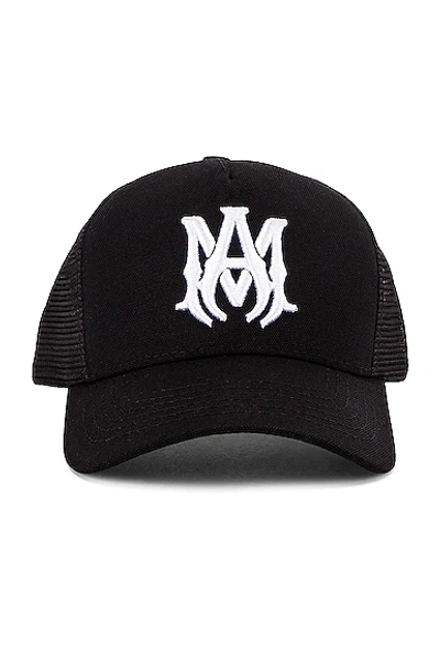 Amiri Ma Logo Trucker Hat In Black & White | ModeSens