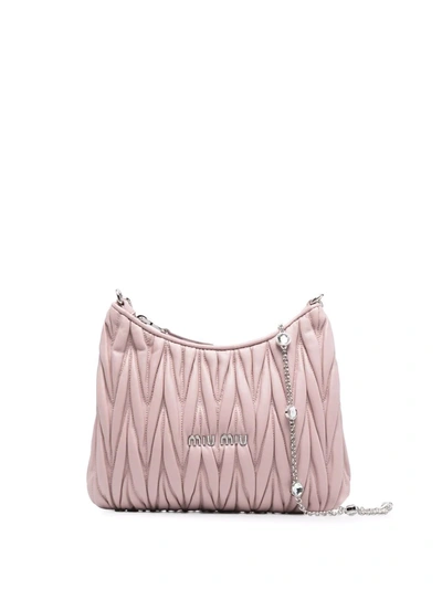 Miu Miu Matelassé Leather Crossbody Bag In Pink | ModeSens