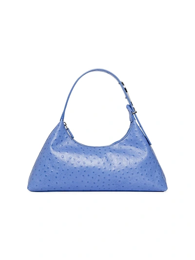 Staud Estelle Ostrich-embossed Leather Shoulder Bag In Periwinkle ...