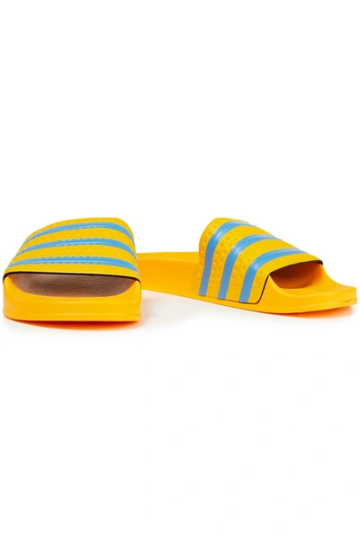 Adidas Originals Striped Embossed Rubber Slides In Gold | ModeSens