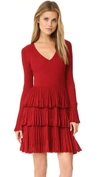 Diane Von Furstenberg Sharlynn Long-sleeve Tiered Dress, Rubiate | ModeSens