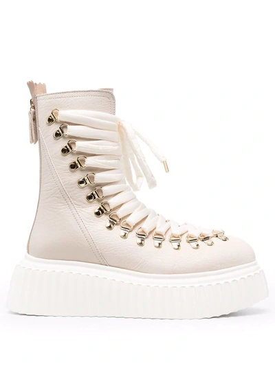 Agl Attilio Giusti Leombruni Lace-up Platform Boots In White | ModeSens