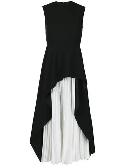 Solace London Severny Black Peplum Midi Dress In Black,cream | ModeSens