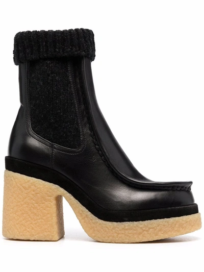Chloé Panelled Chelsea Platform Boots In Black | ModeSens
