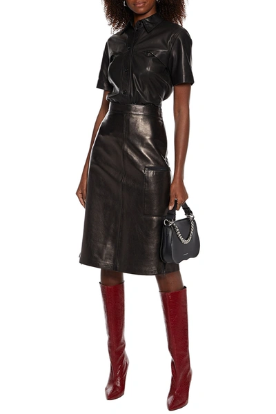 Acne Studios Zip-detailed Metallic Leather Skirt In Black Acne Studios Zip-detailed Metallic Leather Skirt In Black