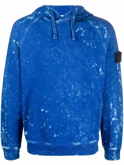 Stone Island Tie-dye Sweatshirt With Logo Patch In Blu Stone Island Tie-dye Sweatshirt With Logo Patch In Blu