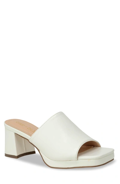 Chase & Chloe Chunky Platform Block Heel Mule In White Pu | ModeSens