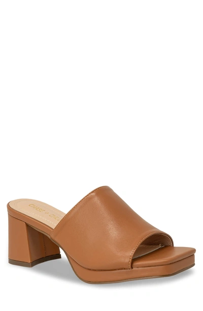 Chase & Chloe Chunky Platform Block Heel Mule In Tan Pu | ModeSens