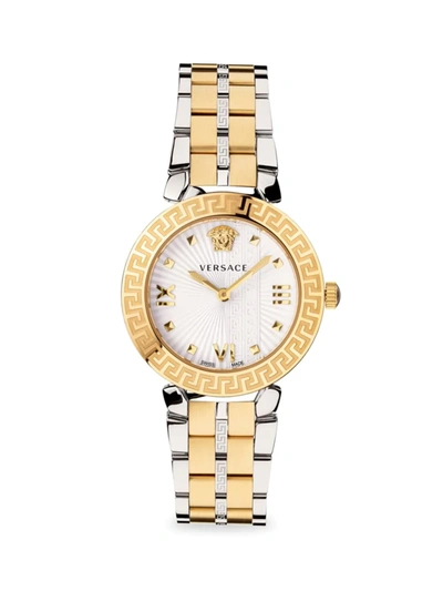 Versace Greca Icon Two-tone Bracelet Watch In White/two Tone | ModeSens