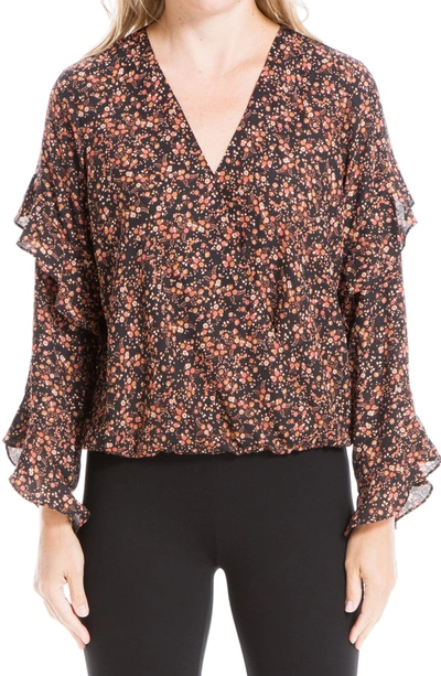 Max Studio Women's Floral-print Ruffle Top In Black Multi | ModeSens