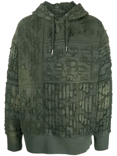 Givenchy Distressed Cotton Hoodie In Green | ModeSens