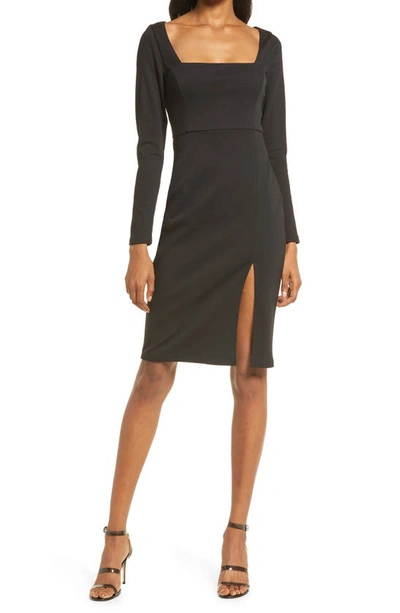 Lulus Style And Sass Black Square Neck Long Sleeve Bodycon Dress Modesens