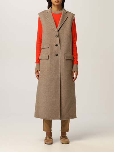 Tory Burch Wool-felt Vest In Beige | ModeSens