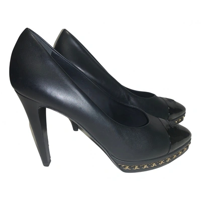 Pre-owned Chanel Leather Heels In Black | ModeSens