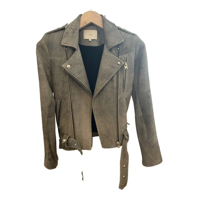 Pre-owned Iro Leather Biker Jacket In Grey | ModeSens
