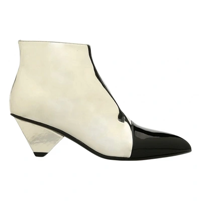 Pre-owned Balmain Leather Ankle Boots In Beige | ModeSens