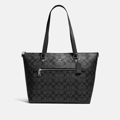 Coach Gallery Tote In Signature Canvas In Black | ModeSens