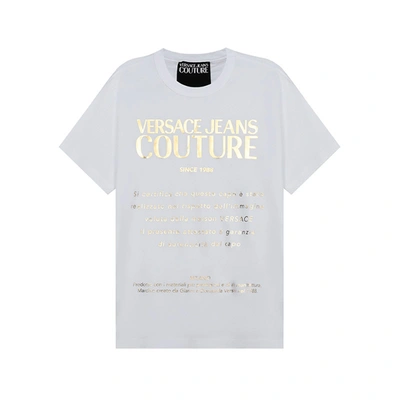 Versace 范思哲 Jeans Couture 男士宽松版圆领短袖t恤b3gwa7vt 30319 K41 白色金色logo图案 L In ...