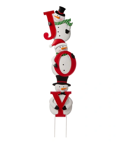 Glitzhome Metal Vertical Joy Snowman Yard Stake Or Horizontal Snowmen ...