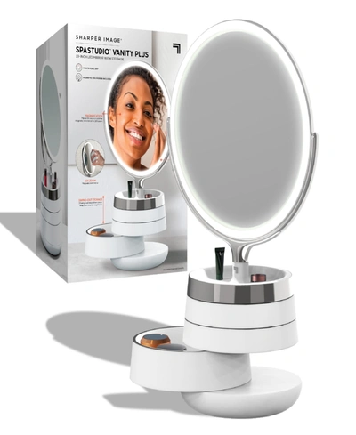 Sharper Image Spa-studio Vanity Plus Led Mirror With Storage In White ...