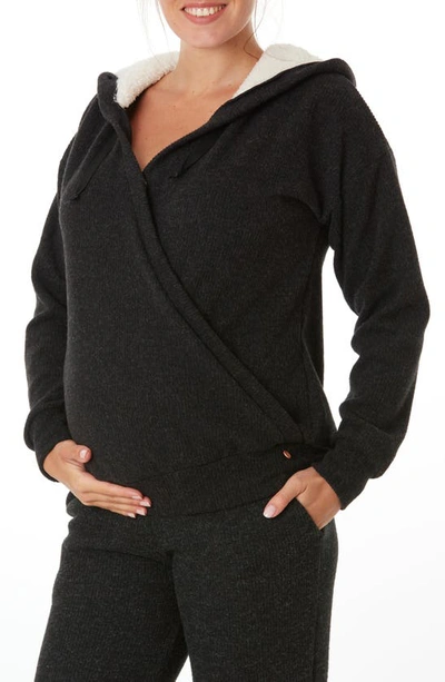 Cache Coeur Sweet Home Maternity/nursing Hoodie In Black | ModeSens