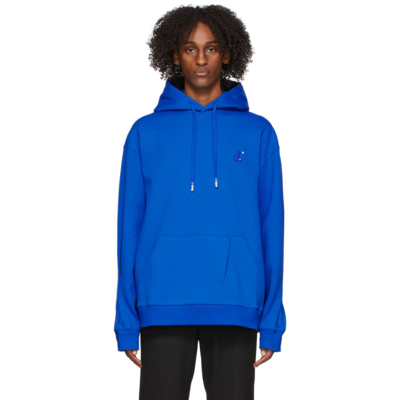 Ader Error Logo-embroidered Drawstring Hoodie In Blue | ModeSens