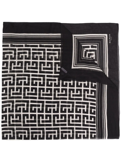Balmain Monogram Pattern Scarf In Schwarz | ModeSens